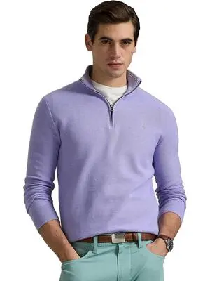 Ralph Lauren Mesh-knit Quarter-zip Sweater - Sky Lavender