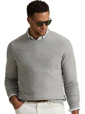 Ralph Lauren Mesh-knit Cotton Crewneck Sweater - Andover Heather