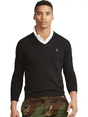 Ralph Lauren V-Neck Wool Sweater Black