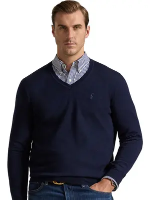Ralph Lauren V-neck Wool Sweater - Hunter Navy