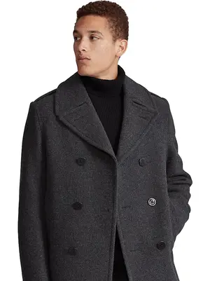 Ralph Lauren Polo Wool-Blend Melton Peacoat Charcoal