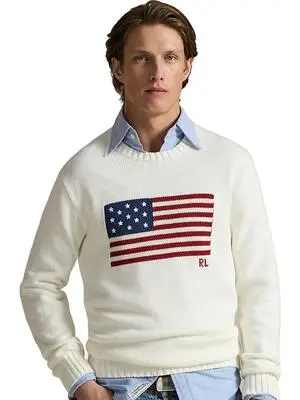 Ralph Lauren The Iconic Flag Sweater - Deckwash White