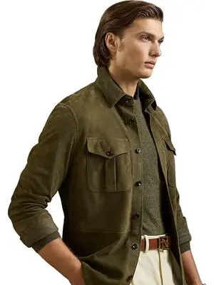 Ralph Lauren Suede Overshirt - Pine Green