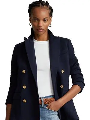 Ralph Lauren Double-breasted Knit Blazer - Park Avenue Navy