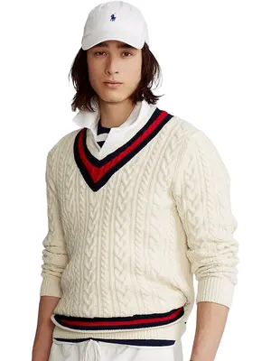 Ralph Lauren Ralph Lauren Iconic Cricket Sweater Cream/navy/gold