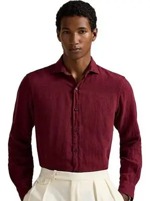 Ralph Lauren Classic Fit Linen Shirt - Red Wine