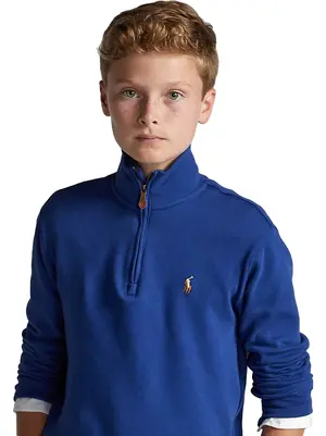 Ralph Lauren Ralph Lauren Cotton Interlock Quarter-Zip Pullover Chalet Blue