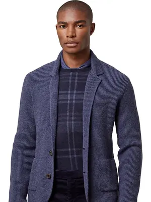 Ralph Lauren Cashmere Blazer Cardigan Dk French Blue Melange