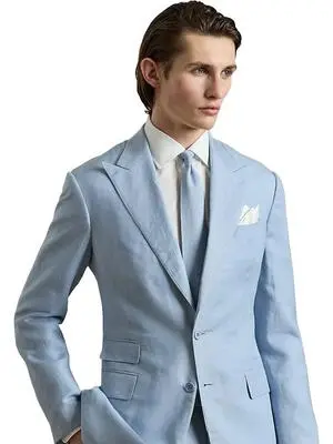 Ralph Lauren Kent Hand-tailored Silk-linen Jacket Chambray Blue