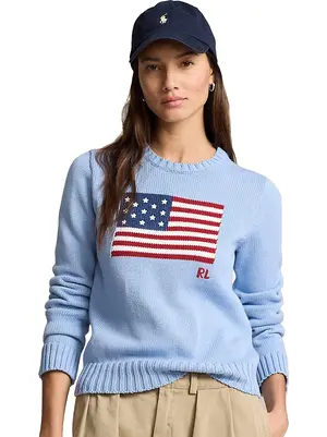 Ralph Lauren Ralph Lauren Flag Cotton Crewneck Sweater Chambray Blue