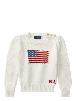 Ralph Lauren Ralph Lauren Flag Cotton Crewneck Sweater Essex Cream