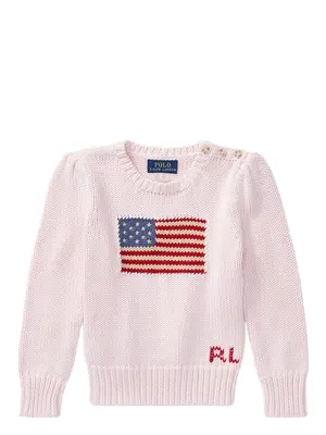 Ralph Lauren Ralph Lauren Flag Cotton Crewneck Sweater French Pink