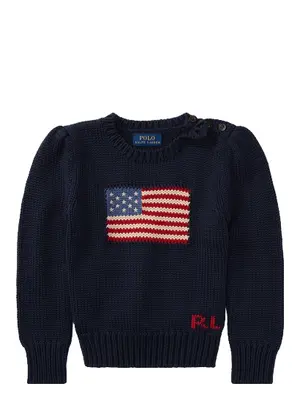 Ralph Lauren Ralph Lauren Flag Cotton Crewneck Sweater Hunter Navy