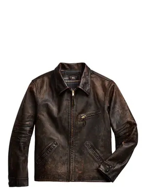 Ralph Lauren Leather Jacket - Black Over Brown