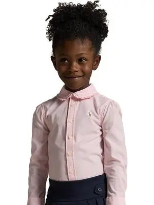 Ralph Lauren Ruffled Cotton Oxford Shirt - Bath Pink