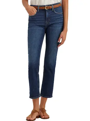 Ralph Lauren High-Rise Straight Ankle Jeans Atlas Wash