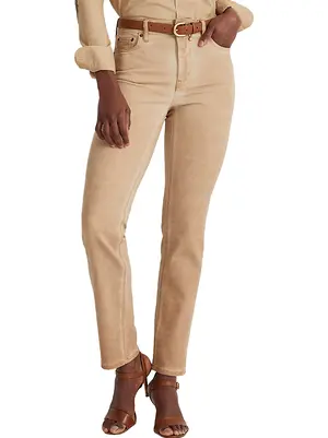 Ralph Lauren High-Rise Straight Ankle Jeans Birch Tan Wash