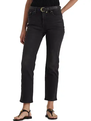 Ralph Lauren High-Rise Straight Ankle Jeans Empire Black Wash