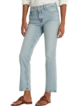 Ralph Lauren High-Rise Straight Ankle Jeans Sun Bleached Wash