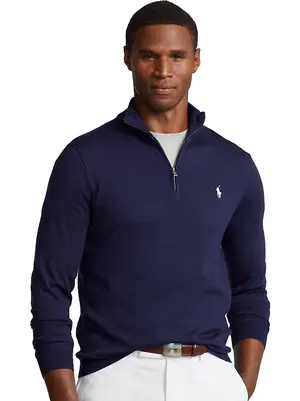 Ralph Lauren Performance Quarter-Zip Sweater Refined Navy/white