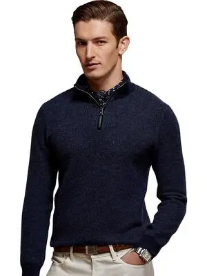 Ralph Lauren Cashmere Birdseye Quarter-zip Sweater - Classic Chairman Navy