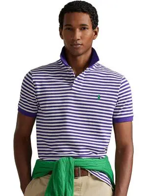 Ralph Lauren Classic Fit Striped Mesh Polo Shirt - Cabana Purple/white