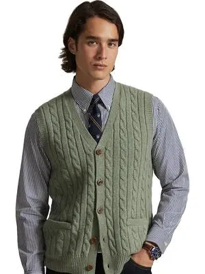 Ralph Lauren Cable-knit Wool-cashmere Sweater Vest - Fern Green Hthr