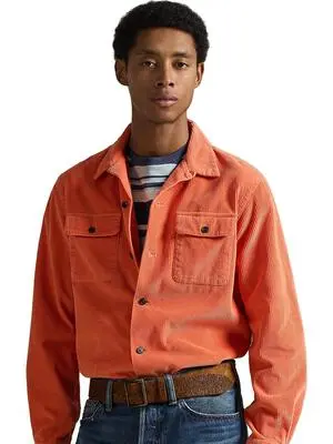Ralph Lauren Classic Fit Corduroy Camp Shirt - True Orange