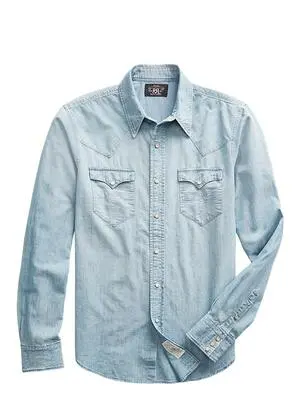 Ralph Lauren Slim Fit Chambray Western Shirt - Davey Wash