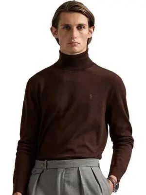 Ralph Lauren Washable Wool Turtleneck Sweater - Burnt Brown Melange