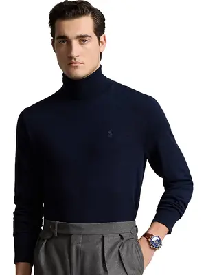 Ralph Lauren Washable Wool Turtleneck Sweater - Hunter Navy