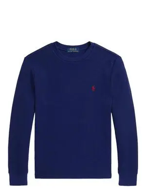 Ralph Lauren Waffle-knit Cotton Long-sleeve Tee - Navy