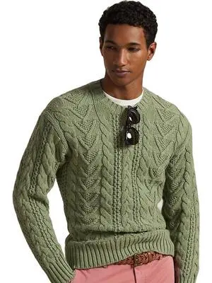 Ralph Lauren Cotton-blend Fisherman's Sweater - Fern Green Combo