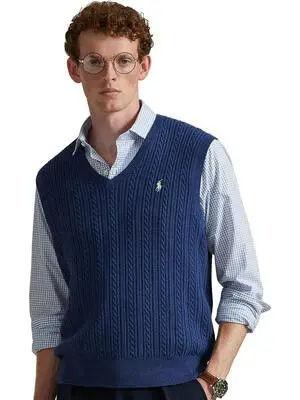 Ralph Lauren Cable-knit Cotton Sweater Vest - Rustic Navy Heather