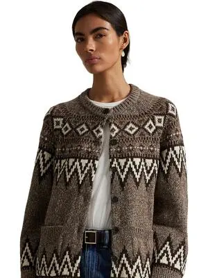 Ralph Lauren Fair Isle Wool-Blend Cardigan Mushroom Multi