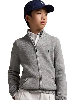 Ralph Lauren Ralph Lauren Cotton Full-Zip Sweater Andover Heather