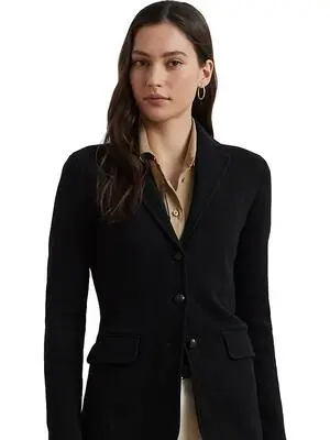 Ralph Lauren Cotton-blend Notched Lapel Blazer - Polo Black