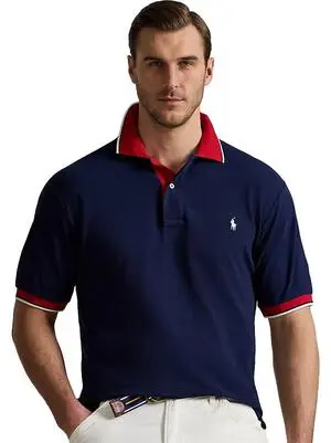 Ralph Lauren Classic Fit Mesh Polo Shirt - Newport Navy/red