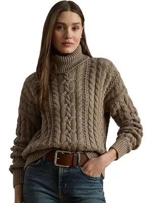 Ralph Lauren Cable-knit Turtleneck Sweater - Adirondack Heather