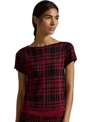 Ralph Lauren Plaid Jacquard-Knit Sweater Polo Black/fireside Red