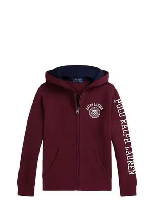 Ralph Lauren Logo Fleece Full-zip Hoodie - Classic Wine/refined Navy
