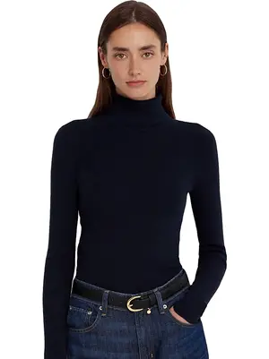 Ralph Lauren Ribbed Turtleneck Sweater - Lauren Navy