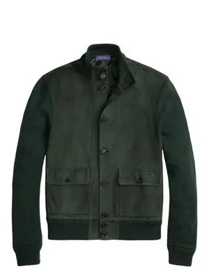 Ralph Lauren Suede-front Cashmere Cardigan - Equine Green