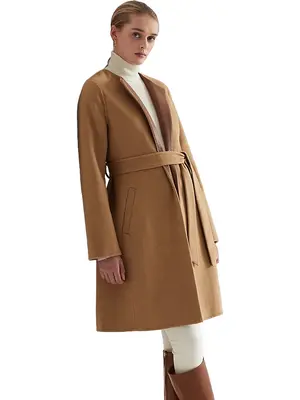 Ralph Lauren Ralph Lauren Wool-Blend Wrap Coat Camel