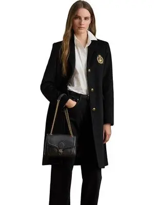 Ralph Lauren Crest-patch Wool-blend Coat - Black