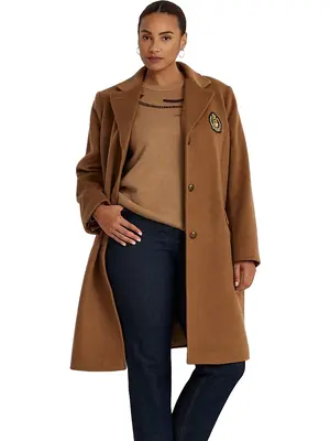 Ralph Lauren Ralph Lauren Crest-Patch Wool-Blend Coat New Vicuna