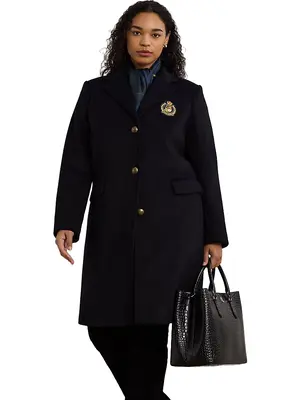 Ralph Lauren Ralph Lauren Crest-Patch Wool-Blend Coat Regal Navy