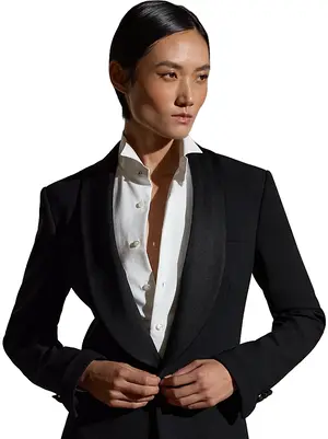 Ralph Lauren Sawyer Wool Crepe Tuxedo Jacket - Black