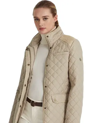 Ralph Lauren Diamond-Quilted Mockneck Jacket New Birch