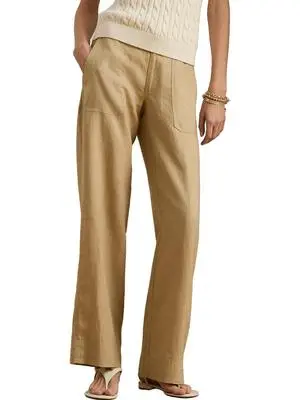 Ralph Lauren Linen Wide-leg Pant - Birch Tan